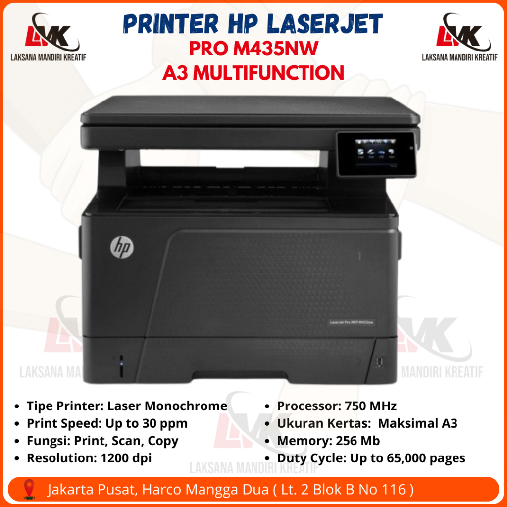 Jual HP LaserJet Pro MFP M435nw | Printer Hitam Putih A3 Multifungsi Print Scan Fotokopi ...