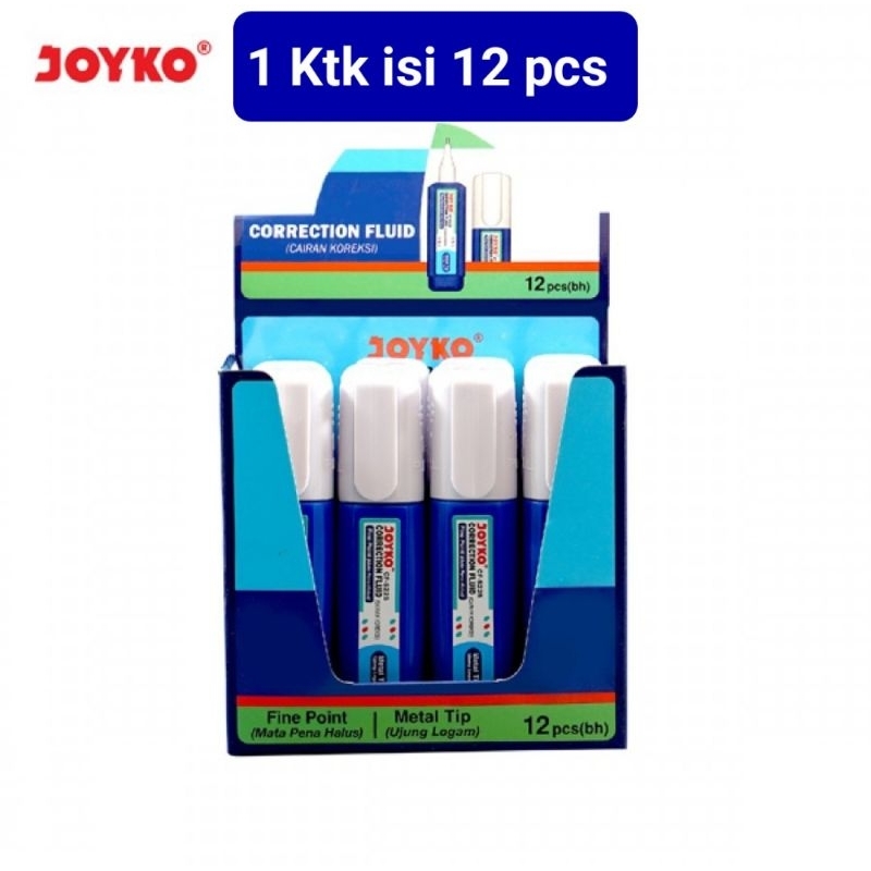 Jual PER PACK Tipex Cair, Tipe X Correction Fluid JOYKO CF-S225 Biru ...