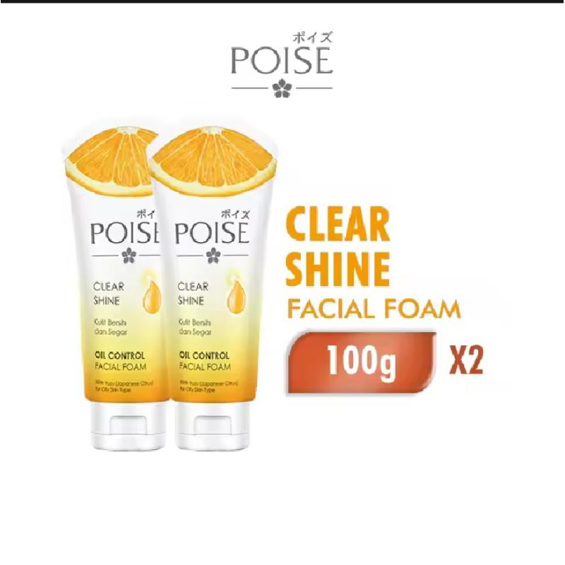 Jual (Paket isi 2) Poise Facial Foam Clear Shine Tube 100gr / Pencuci ...