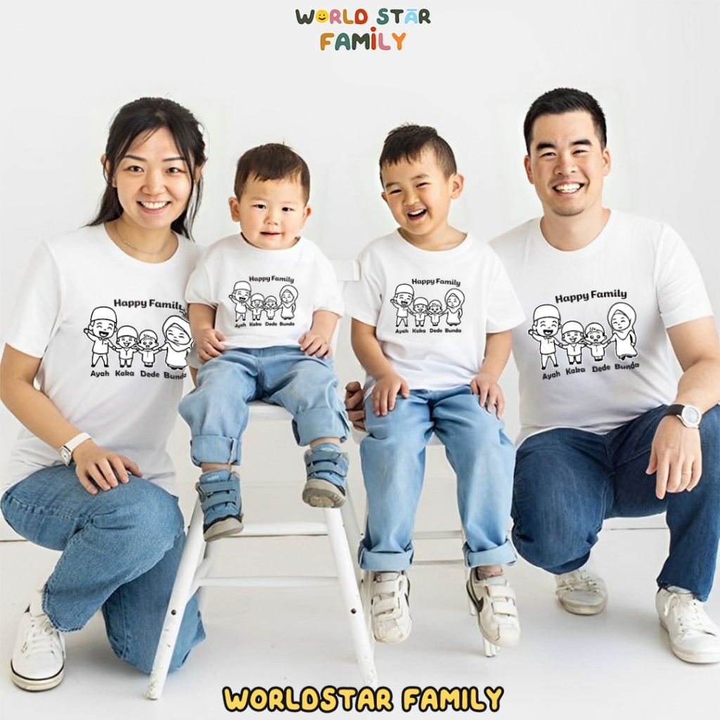 Jual WSF Kaos Couple Keluarga HAPPY FAMILY MUSLIM Kaos Couple Keluarga ...