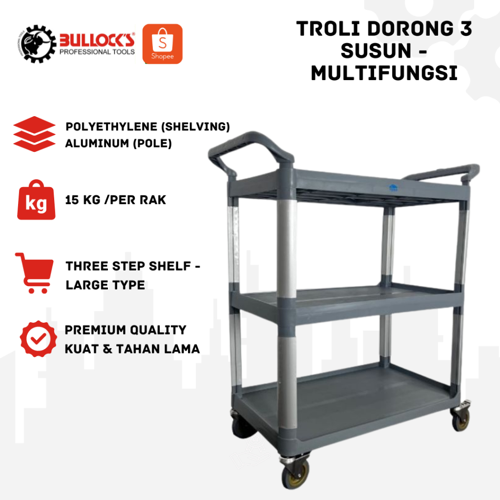 Jual Three Step Trolley / Troli Dorong Susun 3 Tingkat Food Service ...