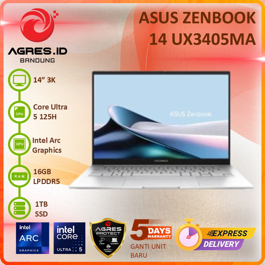 Jual ASUS ZENBOOK 14 OLED UX3405MA CORE ULTRA 5 125H 16GB 1TB 14" 3K ...