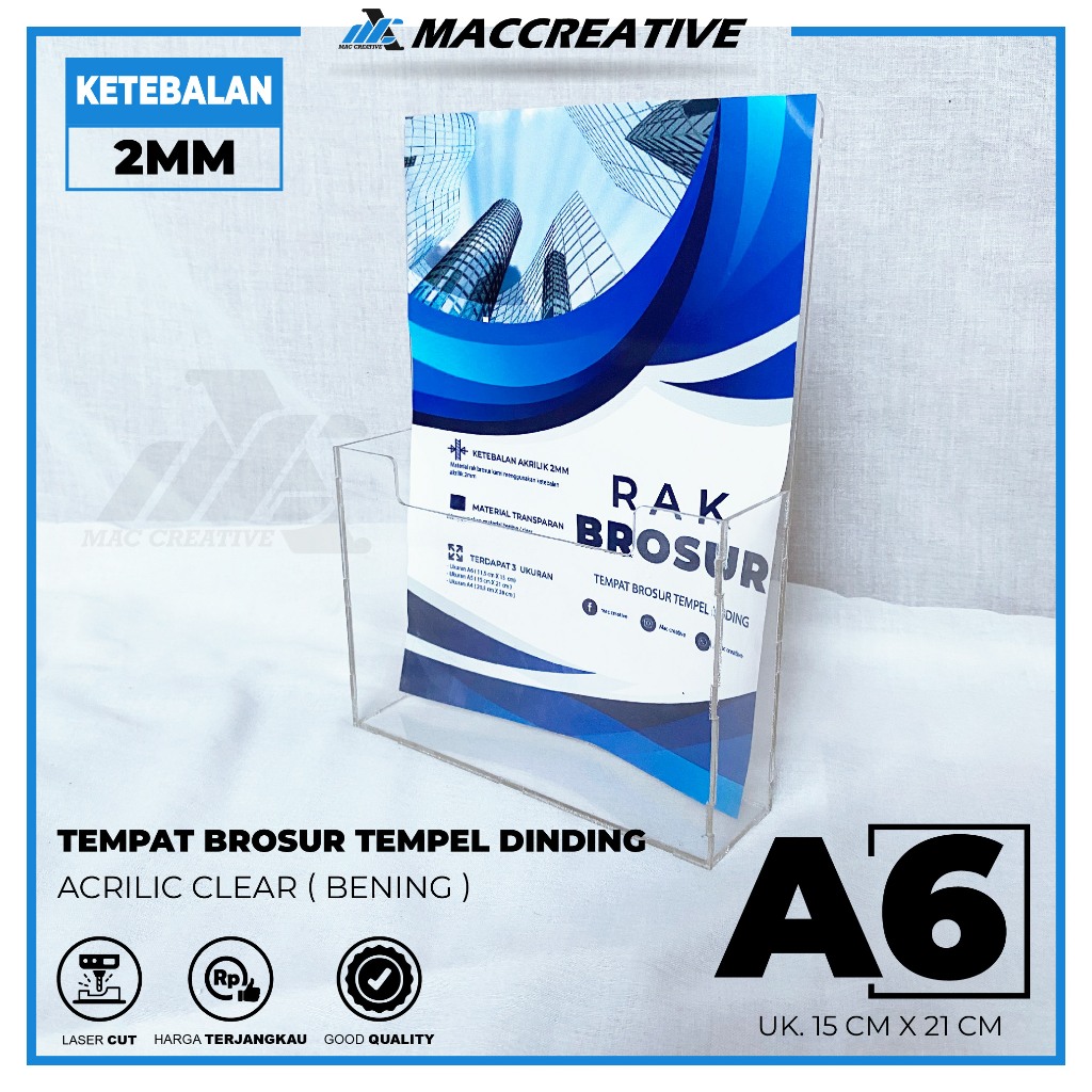 Jual Tempat Brosur Dinding Akrilik A6 - Rak Brosur Display Menu Dinding ...