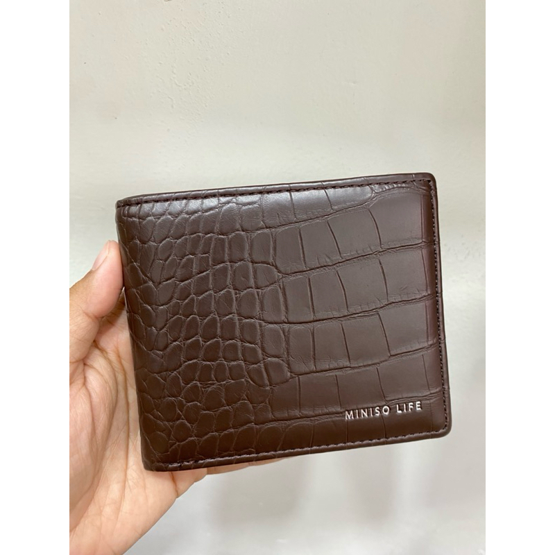 Jual Miniso Brown Aligator Print Mens Wallet/Miniso Dompet Pria ...