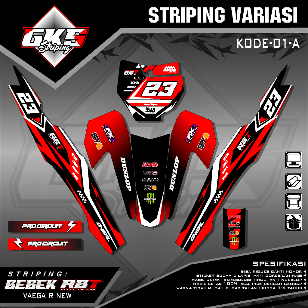 Jual Sticker Striping Yamaha VEGA R NEW MOTOR RBT BEBEK MODIF/BEBEK ...