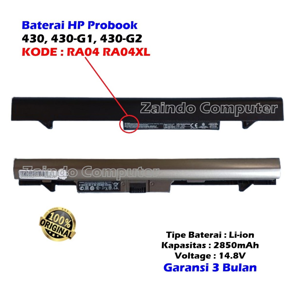 Jual ORIGINAL BATERAI HP PROBOOK 430 G1 430 G0 430 G2 RA04 RA04XL HSTNN-IB4L IB5X PROBOOK 430 ...