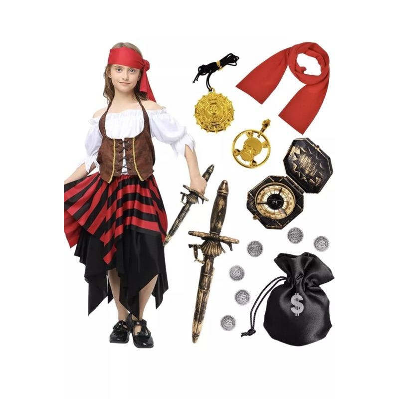 Jual Pirate Costume kostum anak perempuan Dress Hallowen uk 5-6 Tahun ...