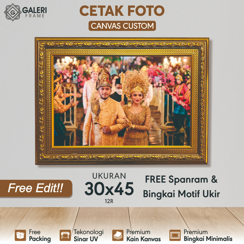 Jual Cetak Foto Kanvas/Canvas 12R ( 30x45 ) Termasuk Bingkai Motif Ukir ...