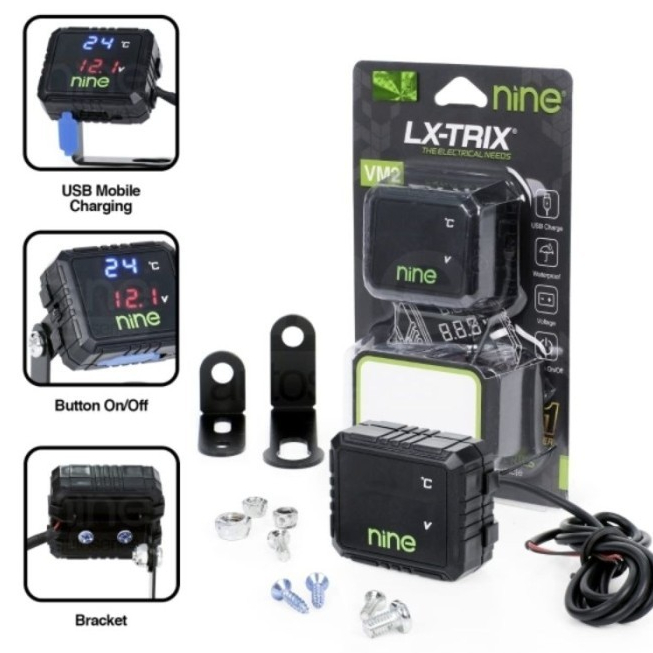 Jual VOLTMETER AKI USB JAM SUHU AMPERE DIGITAL 12V 3 IN 1 MOTOR LX-TRIX ...