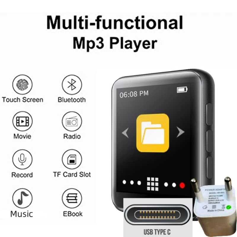 Jual RUIZU M4 USB Type C MP3 layar sentuh DAP Bluetooth Speaker Radio ...