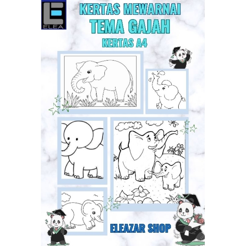 Jual Kertas Mewarnai Tema Gajah | Shopee Indonesia