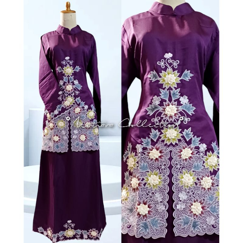 Jual BAHAN BAJU KURUNG BORDIR BUNGA TIMBUL TERAWANG BELAH | Shopee ...