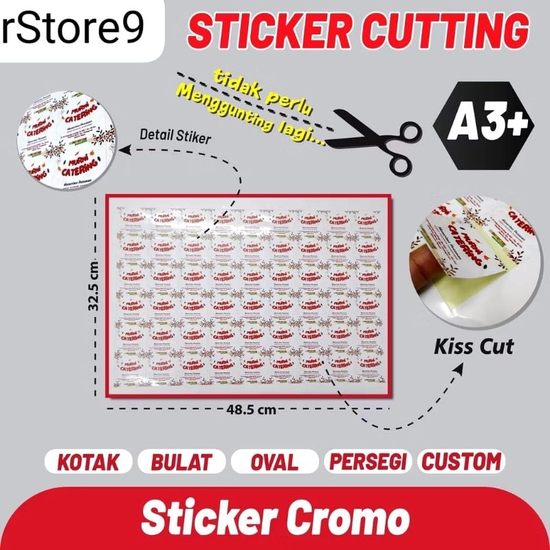 Jual Cetak Sticker Label Kemasan logo ukuran kertas A3+ Cromo glossy ...