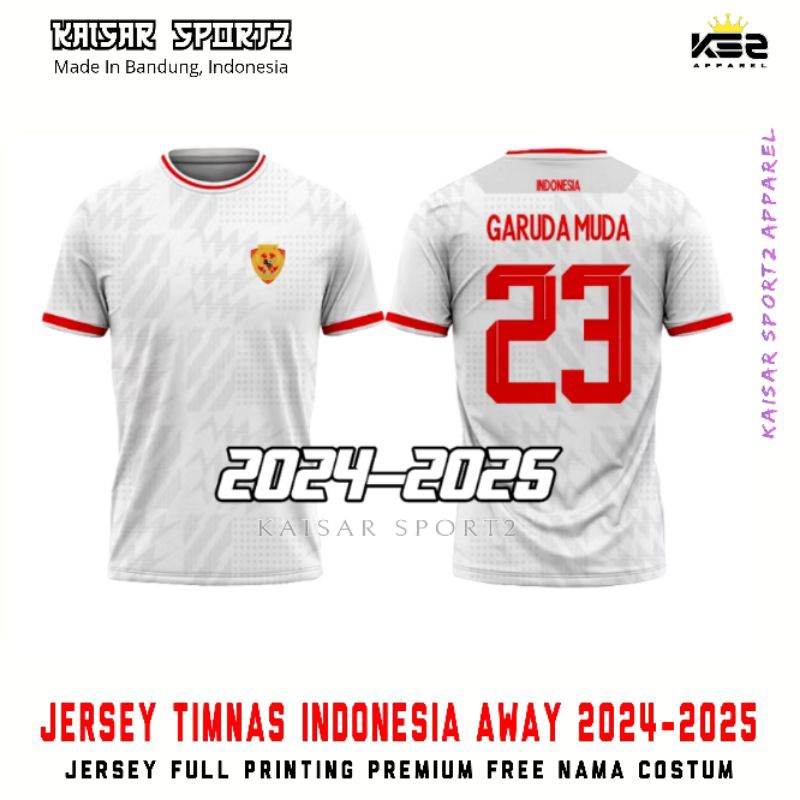 Jual Jersey Timnas Indonesia Away Putih Terbaru 2024-2025 Full Printing gratis pasang nama no ...