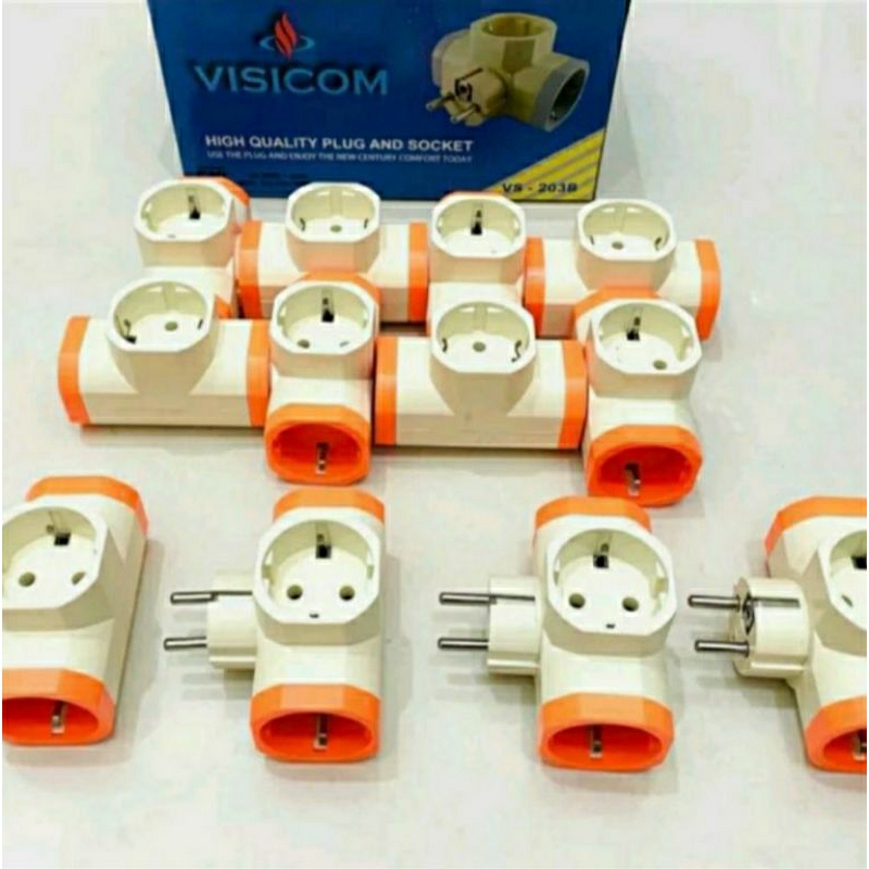 Jual #MAU# Steker Tee T Arde Visicom 203B Colokan Cabang 3 Arah Lubang ...