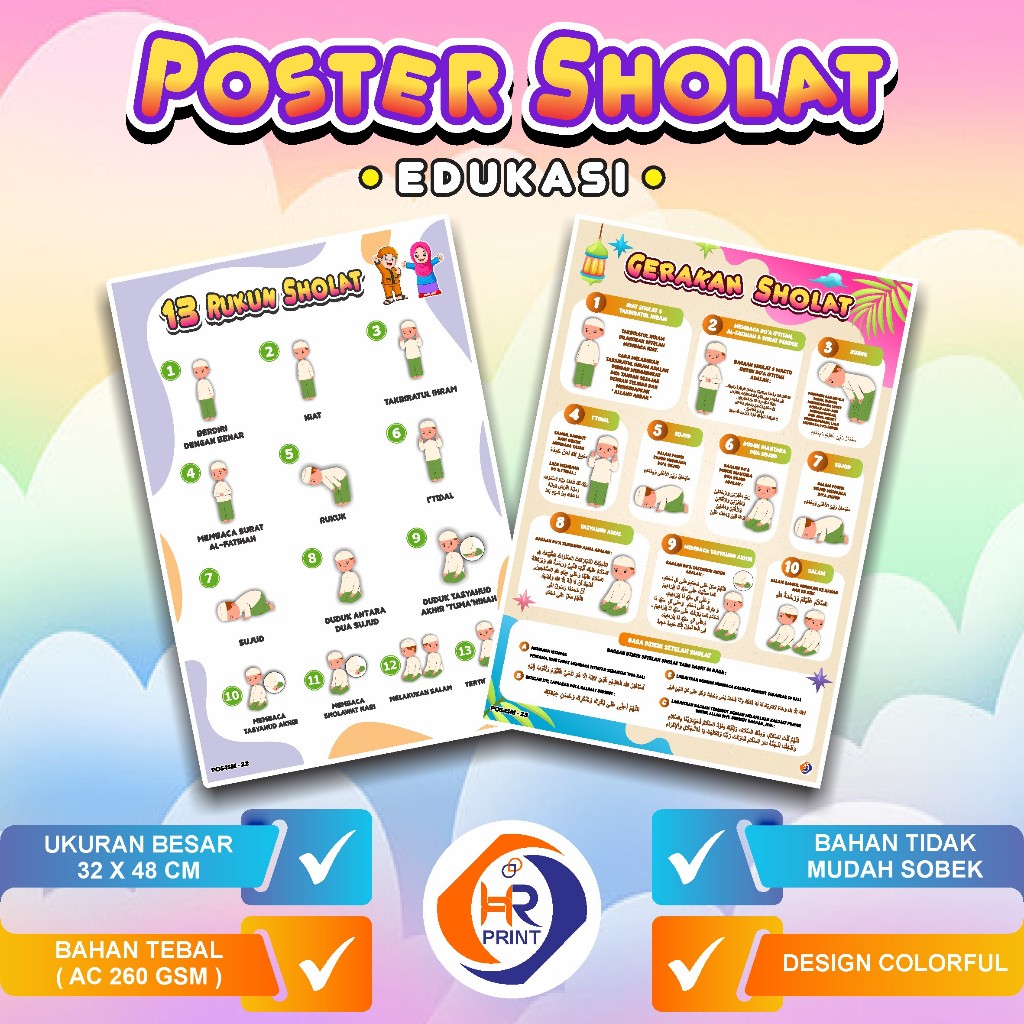 Jual Poster Edukasi Tata Cara Sholat Anak / POSTER SHOLAT / Poster ...