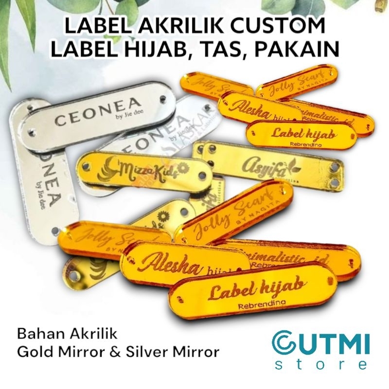 Jual Label Akrilik Gold Mirror dan Silver Mirror Label Hijab, Label Tas ...