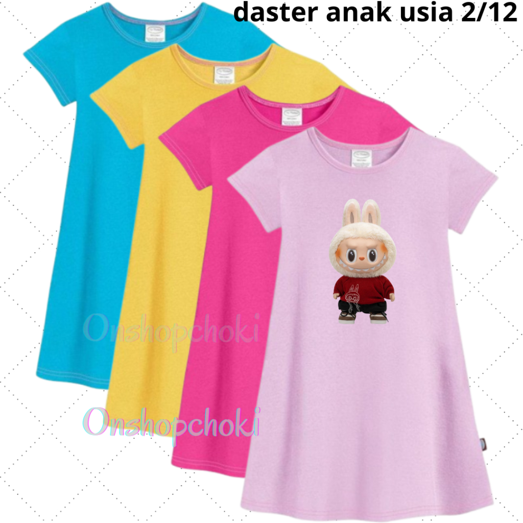 Jual Daster Anak Perempuan Gambar labubu Usia 2-12 Tahun Dress Anak ...