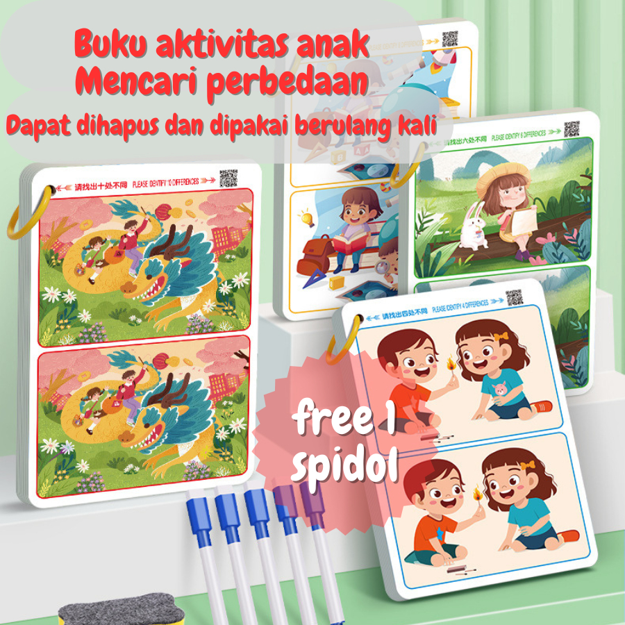 Jual Buku Edukasi Aktivitas Anak Mencari Perbedaan Wipe and Clean ...