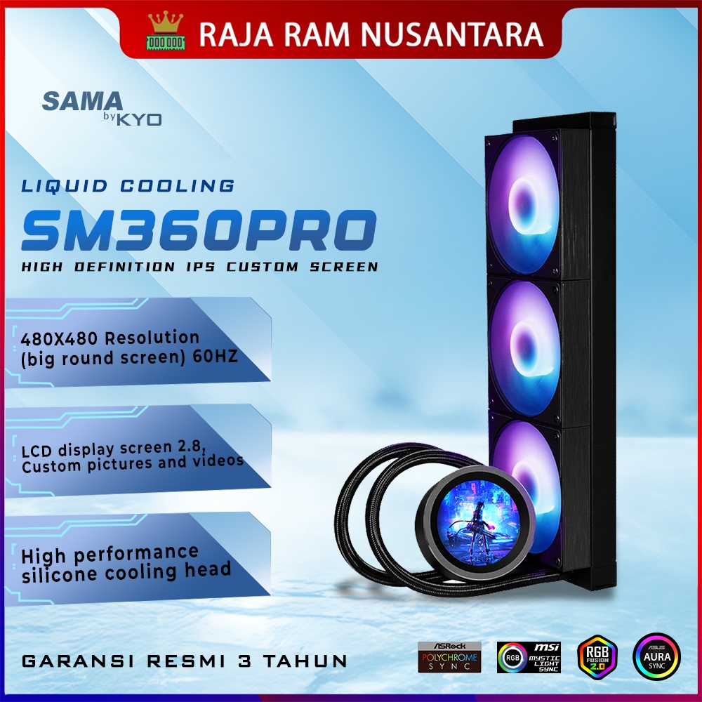 Jual KYO SAMA SM360PRO 2.8" inch ARGB AIO Liquid Cooling LCD DISPLAY ...