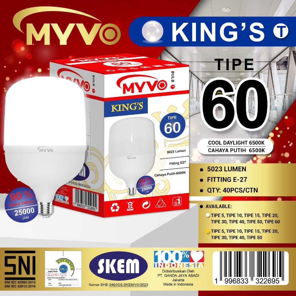 Jual LAMPU LED CAPSULE MYVO KING'S 60W 60 WATT BOHLAM LED T BULB KAPSUL MYVO KINGS | Shopee ...