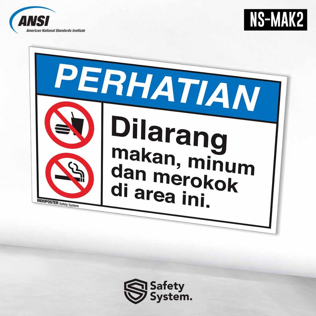 Jual Stiker Safety Sign Rambu K3 ANSI Dilarang Makan Minum Merokok ...