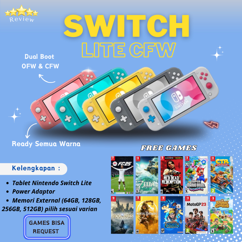Jual Nintendo Switch Lite CFW Fullset Full Games | Shopee Indonesia