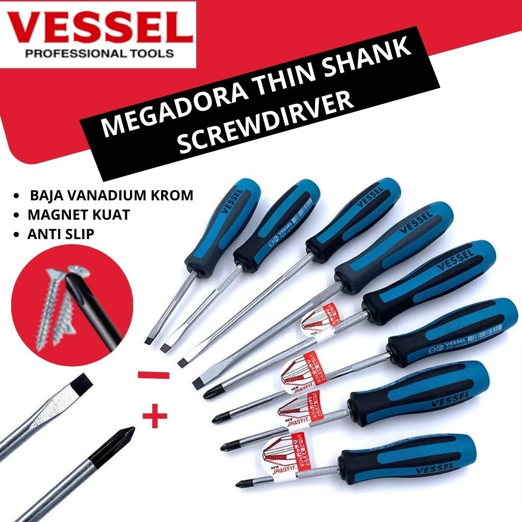 Jual Vessel Obeng Set Megadora 910 Thin Shank Screwdriver Tip Magnetik ...