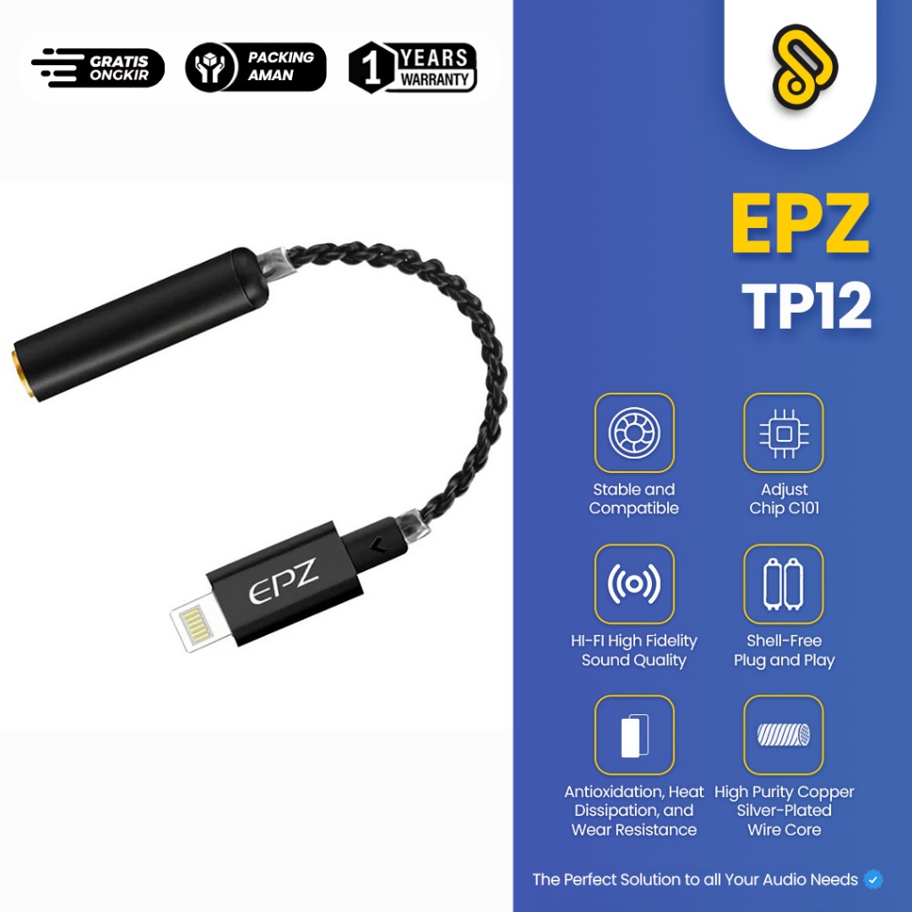 Jual EPZ TP12 MFi Lightning to 3.5mm Jack Converter Amplifier DAC ...