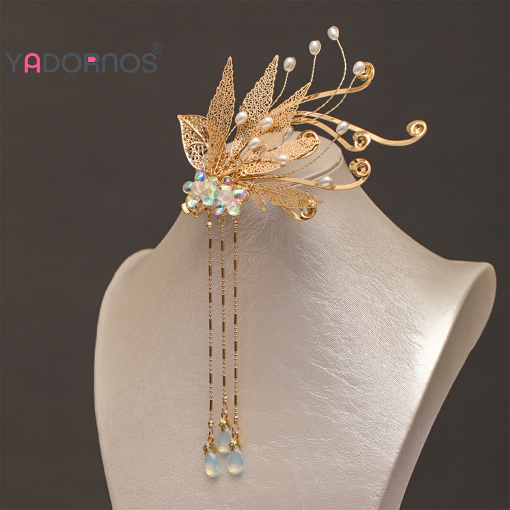 Jual YADORNOS Jepit rambut rumbai phoenix emas wanita - hiasan rambut ...