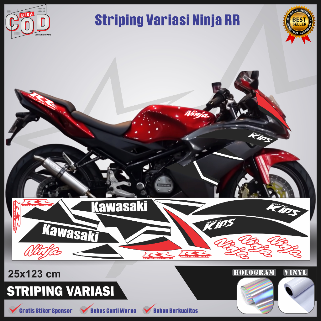 Jual Costum Striping Variasi Ninja RR Hologram | Shopee Indonesia