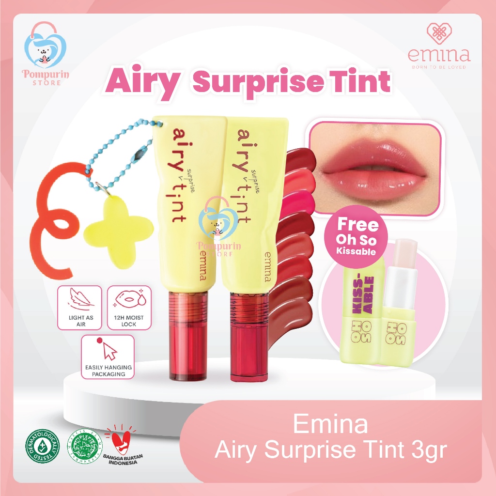 Jual Emina Airy Surprise Tint 3gr - Emina Lip Tint LipTint Melembabkan ...