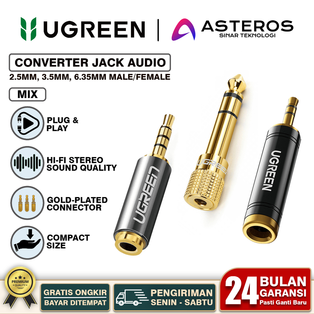 Jual UGREEN Kabel Audio Jack 3.5mm to 6.35mm / 6.5mm & 2.5mm Male / Female Audio Adapter ...