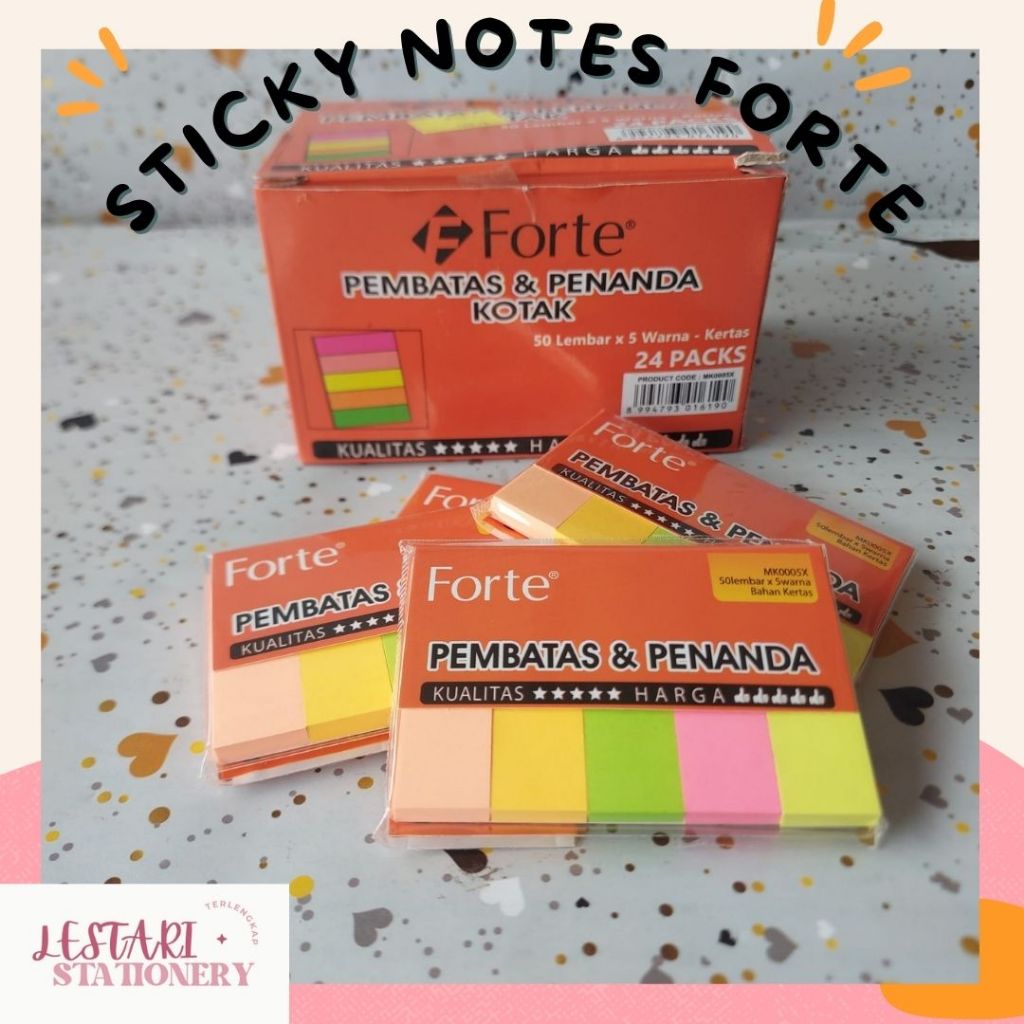 Jual Sticky Note Forte Warna Warni | Memo Pad Forte MK0005X | Penanda ...