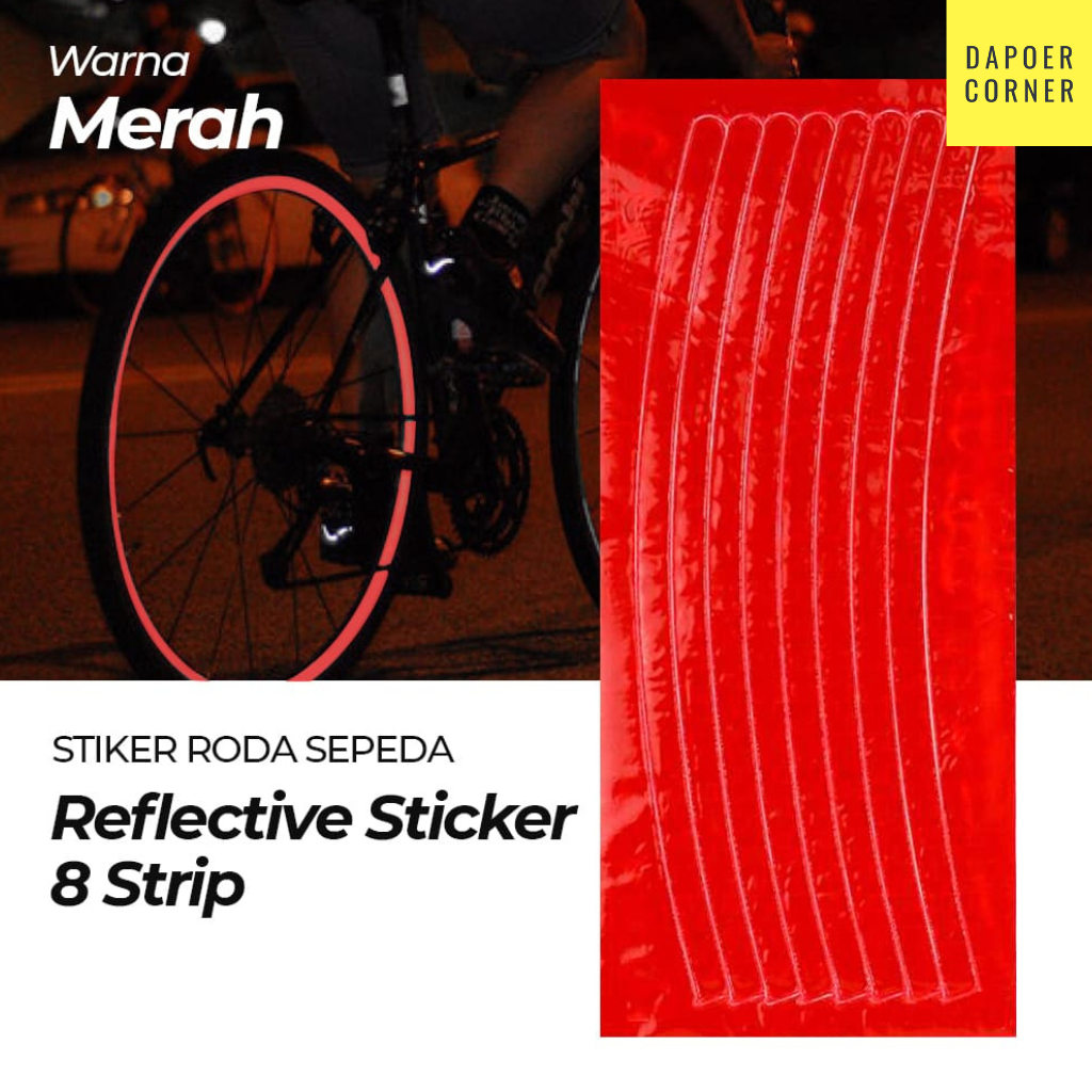 Jual 1 SET = 8 STRIP STICKER RODA SEPEDA STICKER REFLEKTOR RODA SEPEDA ...