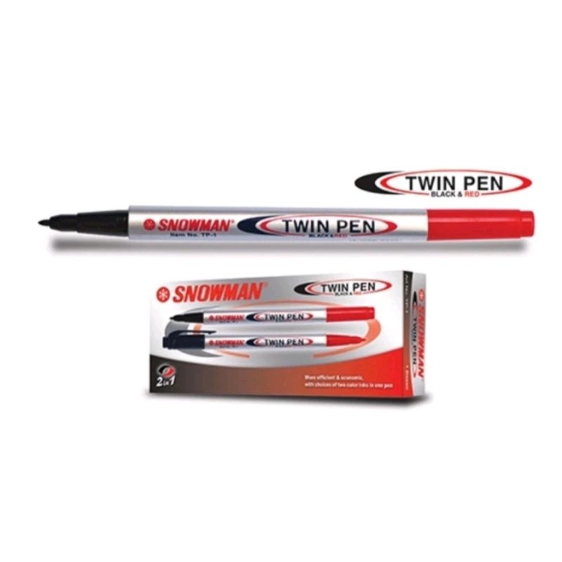 Jual SPIDOL SNOWMAN TWIN PEN 2 Warna hitam dan merah 2 In 1 (1 Pcs ...