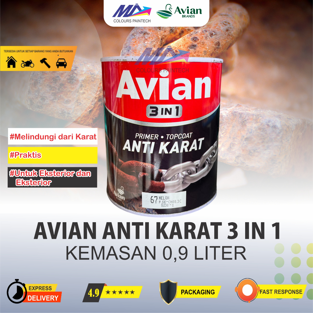 Jual CAT BESI KAYU AVIAN 3 IN 1 ( PRIMER,TOPCOAT,ANTI KARAT), ( LUAR P ...