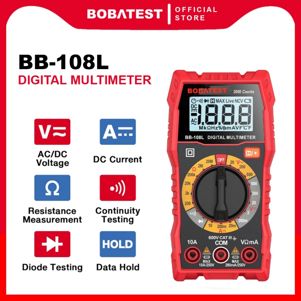 Jual BOBATEST Multimeter Digital Mini 600V A /DC Avometer Multitester ...