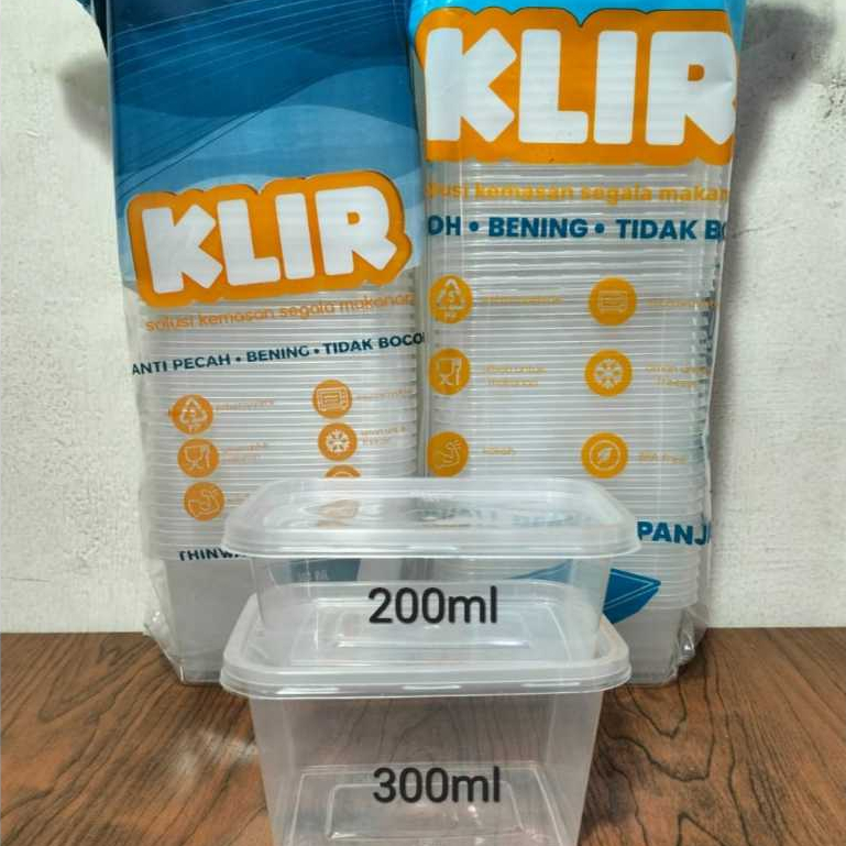 Jual Thinwall KLIR 200ml , 300ml / Kotak Makan Persegi / Box Thinwall isi 25pcs | Shopee Indonesia