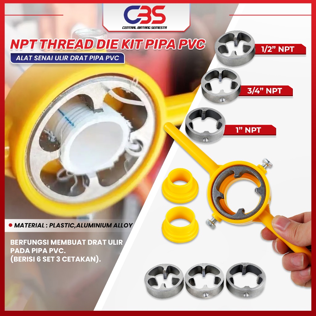 Jual Alat Senai Pipa Mata Senai Pipa Drat Pvc Die Pvc Kit Pipe Threader ...