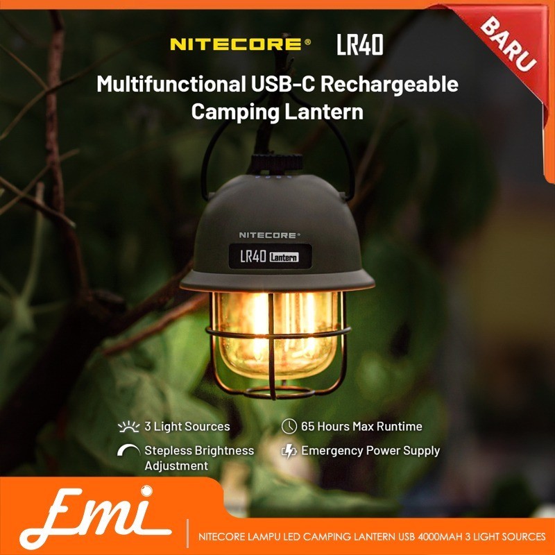 Jual NITECORE LR40 Lampu LED Camping Lantern USB 4000mAh 3 Light ...