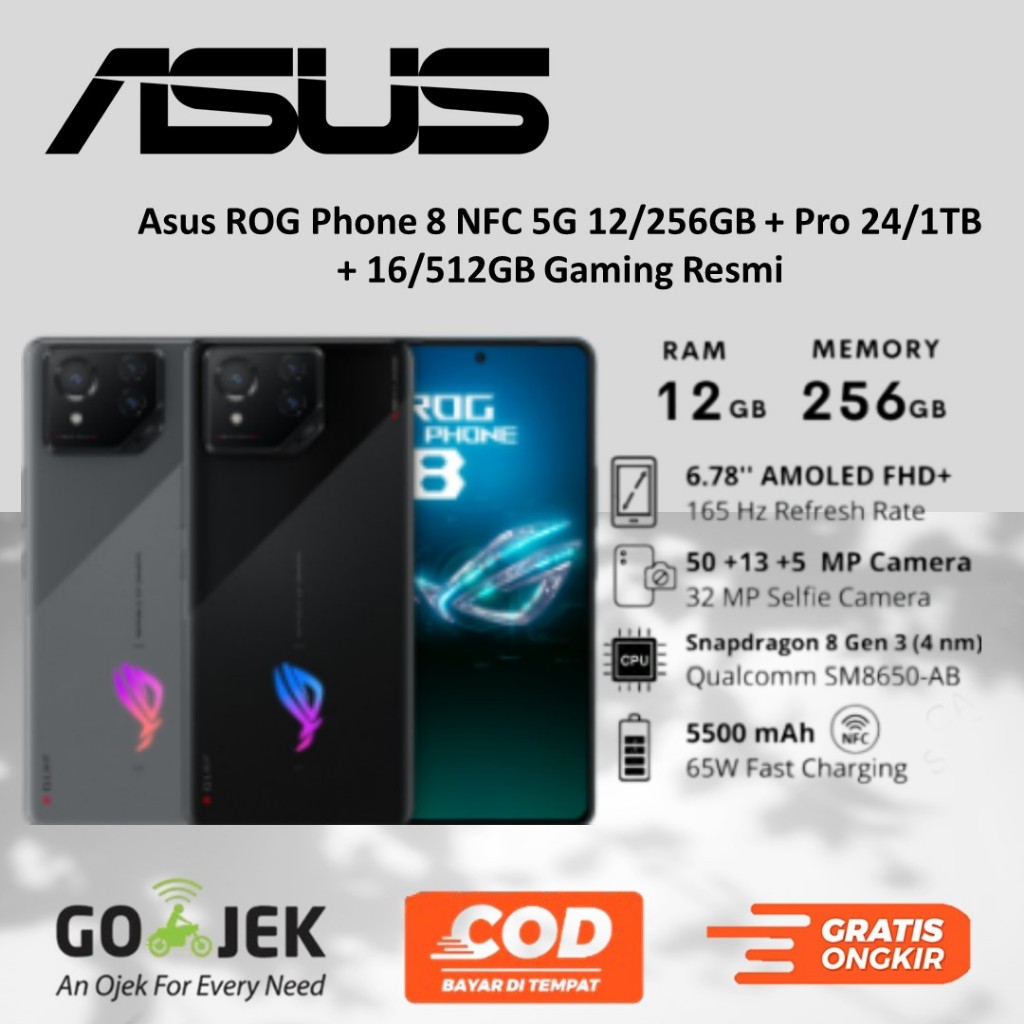 Jual Asus ROG Phone 8 NFC 5G 12/256GB Gaming Resmi | Shopee Indonesia