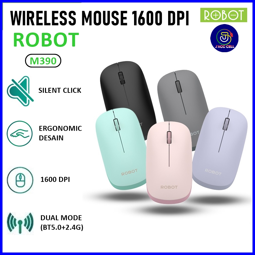 Jual Mouse Robot M390 Mouse Wireless Dual Mode 2.4 GHz + Bluetooth 5.0 ...