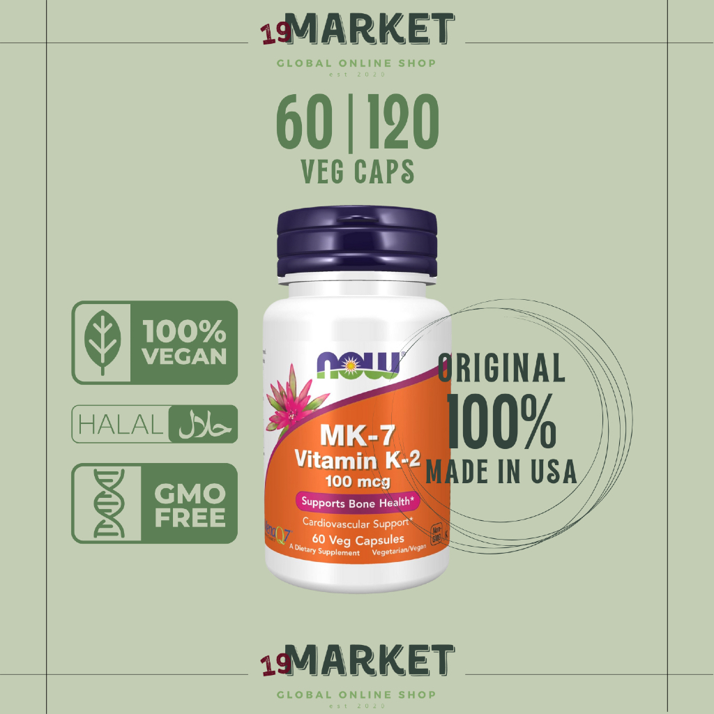 Jual NOW Foods MK-7 Vitamin K-2 100 mcg 60 120 Veg Capsules | Shopee Indonesia