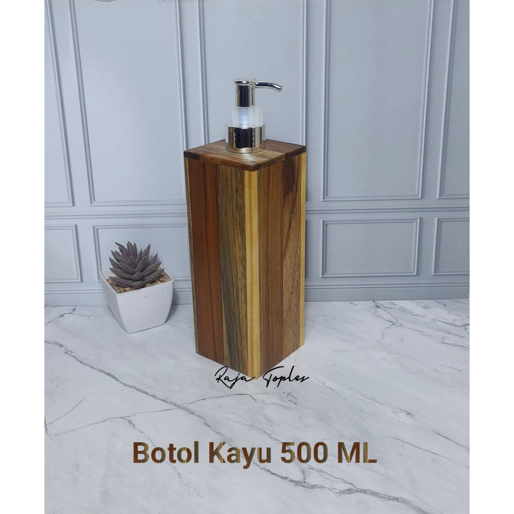 Jual BOTOL KAYU TEMPAT SABUN CAIR SAMPO 500 ML AESTHETICK FREE BUBBLE ...