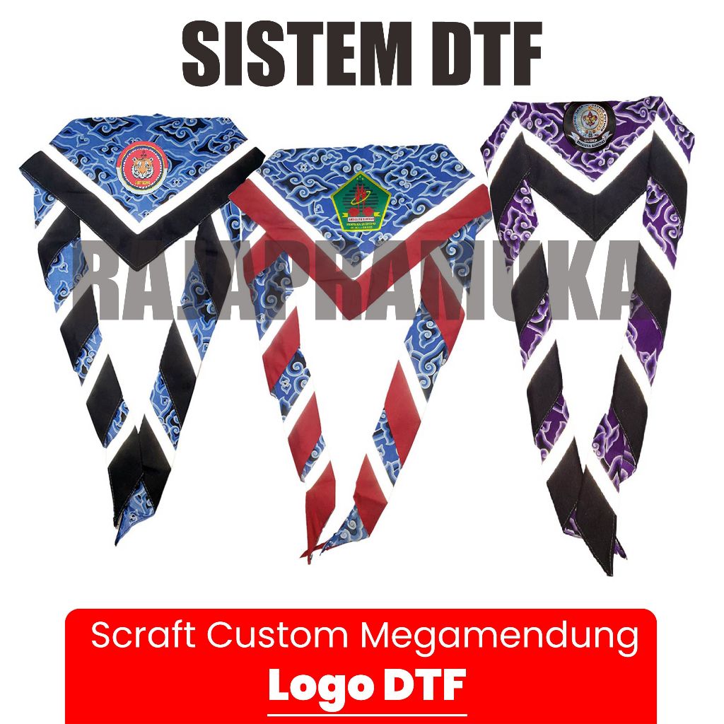 Jual Scarf Pramuka Custom Logo DTF Scraf Mega Mendung Logo Pramuka ...