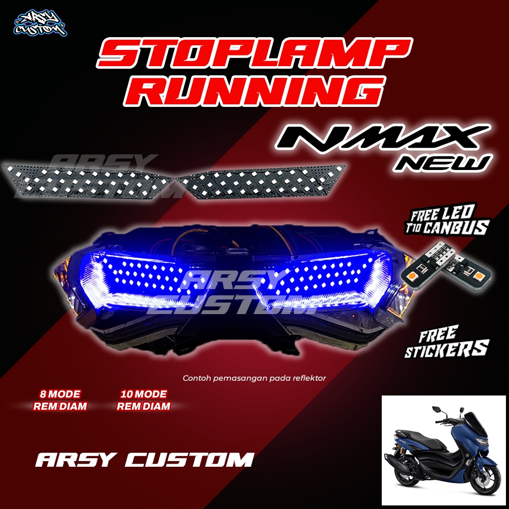 Jual Lampu Rem LED NMAX NEW 2021 2023 8 10 MODE RUNNING Otomatis Manual ...
