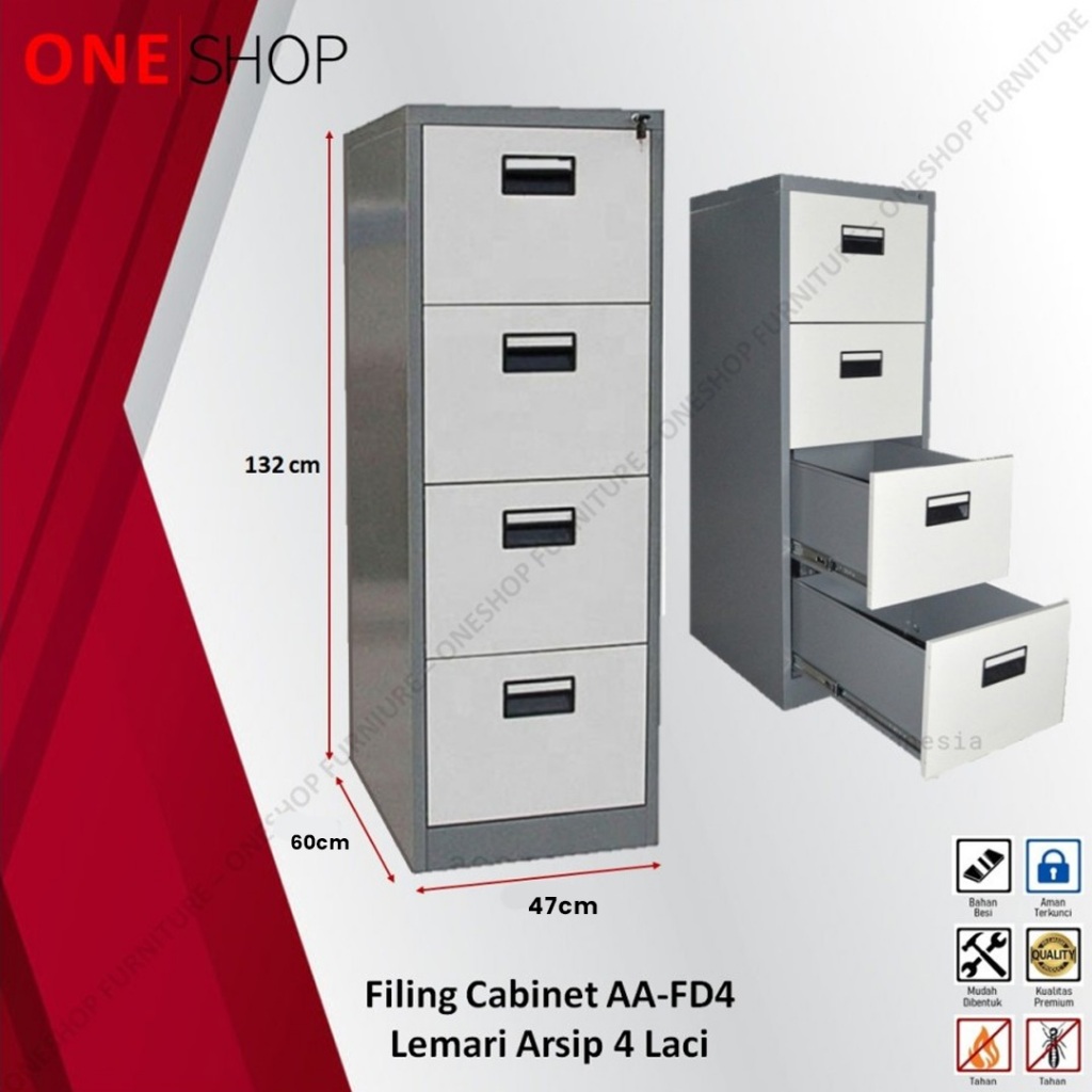 Jual Filing Cabinet 4 Laci Lemari Arsip Kabinet Lemari Besi Kantor ...