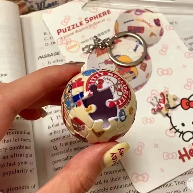 Jual Hello Kitty 3D sphere puzzle teka-teki keychain gantungan kunci ...