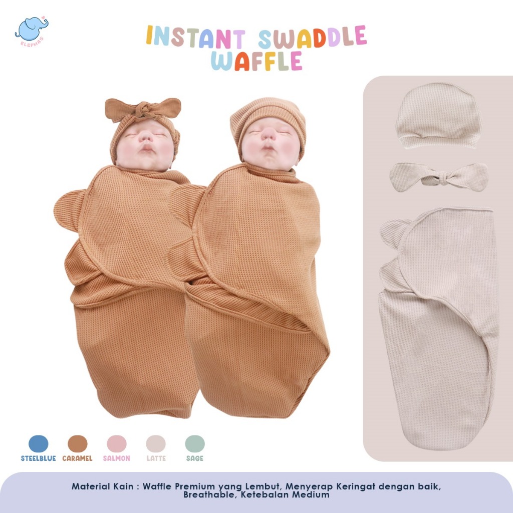 Jual Elephas Instan Swaddle Waffle - Bedong baby Newborn premium bahan ...